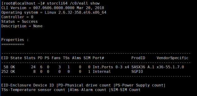 storcli 简易使用介绍 | show